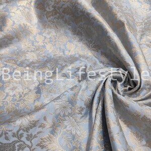 Indian Brocade Fabric for Bridal Dresses, Light Blue Brocade Fabric ...