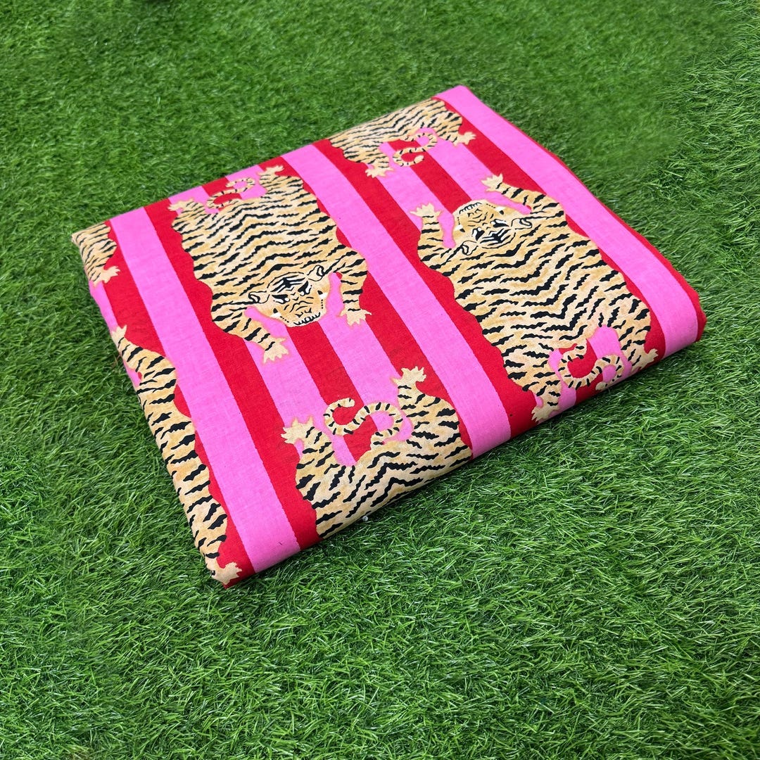 Rani Pink Print Cotton Fabric, Indian Stripe Sewing Fabric - Etsy