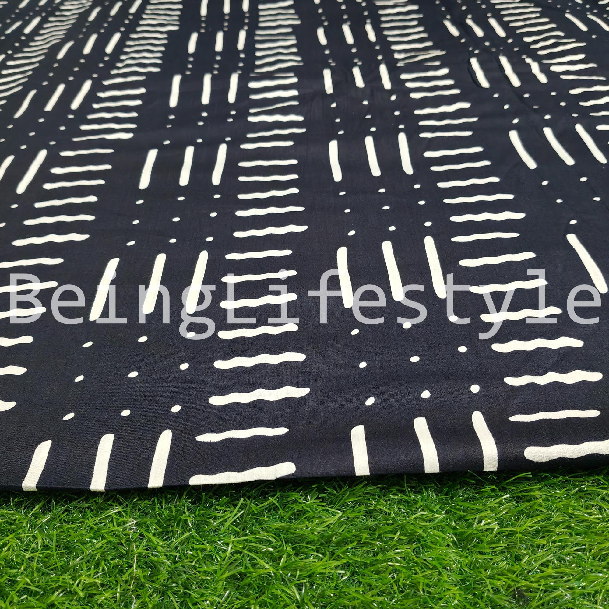 Black Geometric Block Print Cotton Fabric: Sewing & Dressmaking - Etsy