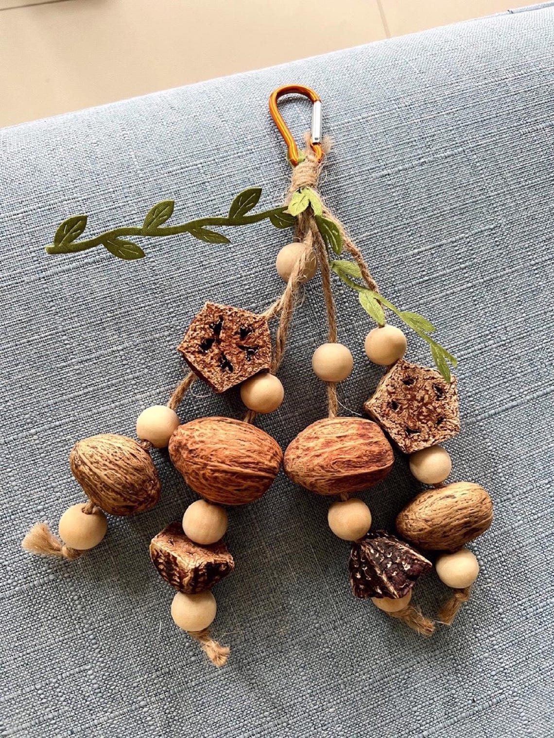 Natural Starfruit and Nut Parrot Chew Toy – Handmade Bird Foraging Toy ...