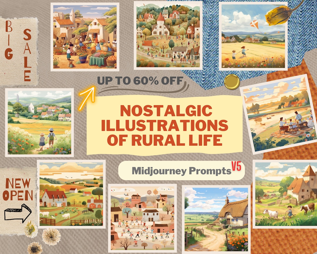 Nostalgic Countryside Scene, Midjourney AI Art Prompt, Customizable and ...