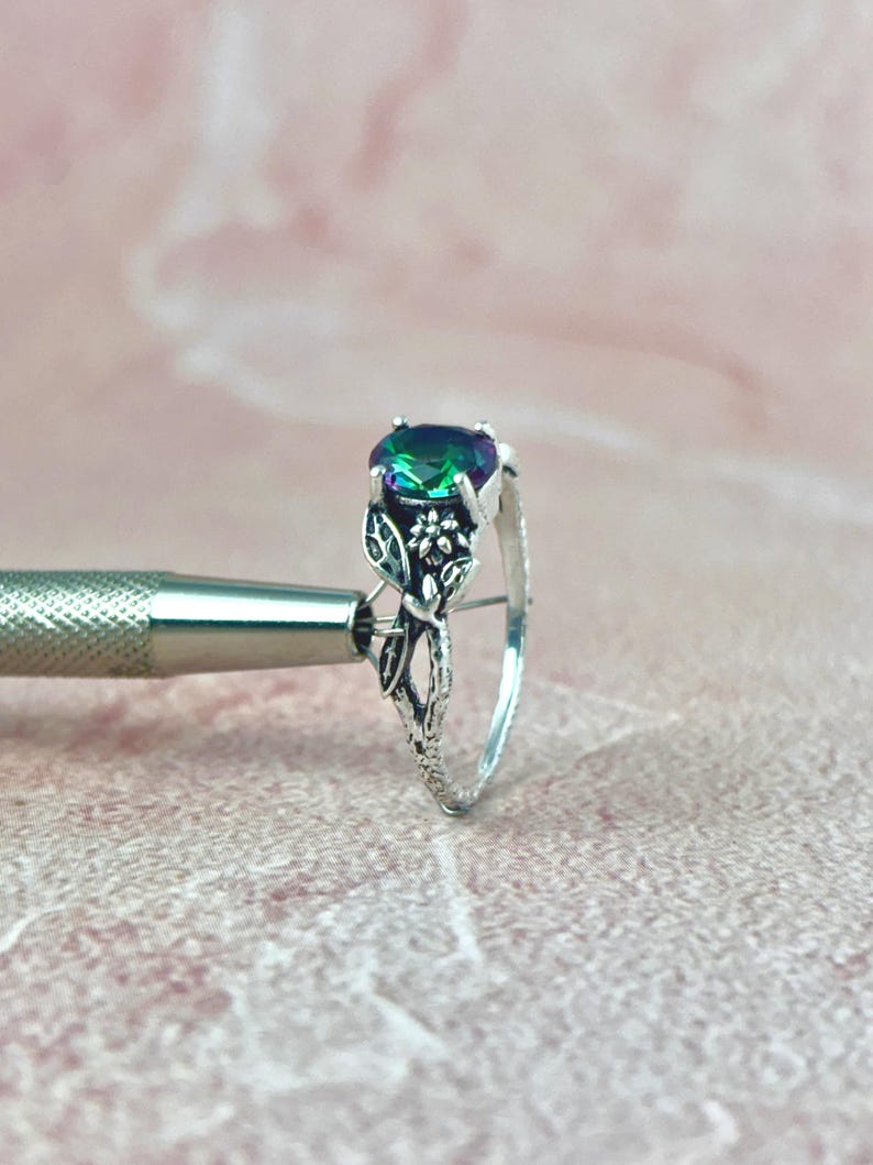 Magical Mystic Topaz Sterling Silver Ring, Leaf Flower Twisted Vine ...