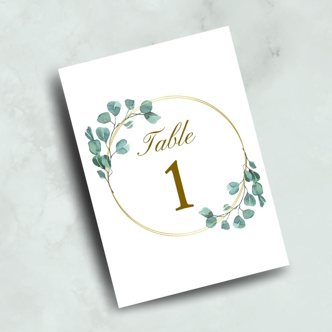 Editable Table Numbers | Printable | Table Labels | Greenery Wreath ...