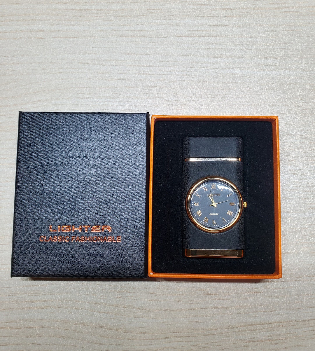 Cigarette Lighter Torch/clock Quartz Light up Clock-black- Light New in ...