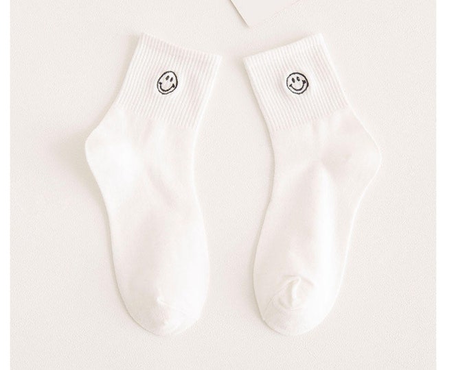 Cute Socks for Women - Smiley Face Socks - Happy Face Preppy Ankle ...