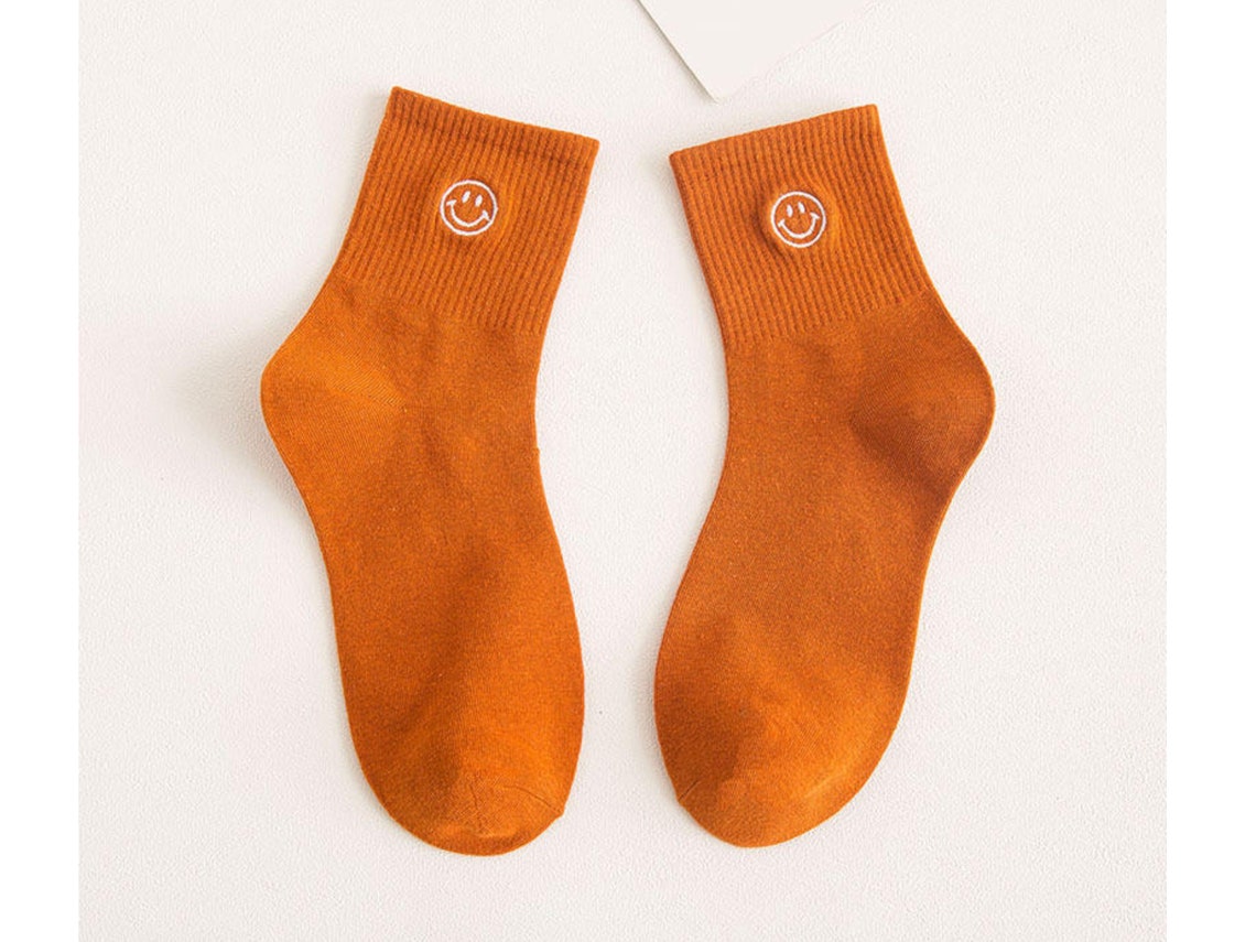 Cute Socks for Women Smiley Face Socks Happy Face Preppy Ankle Socks ...