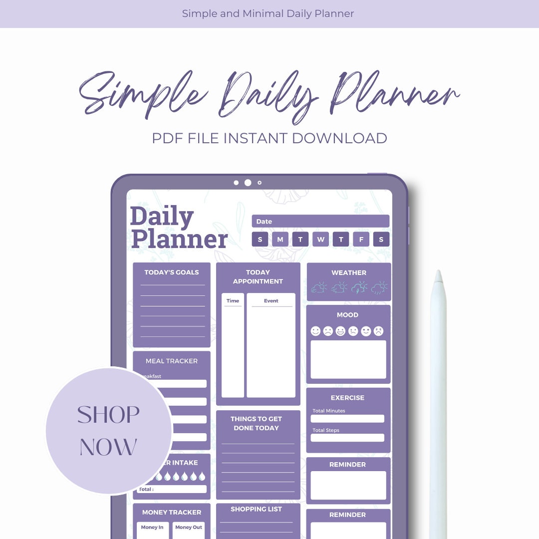 Digital Daily Planner Printable PDF Instant Download - Etsy