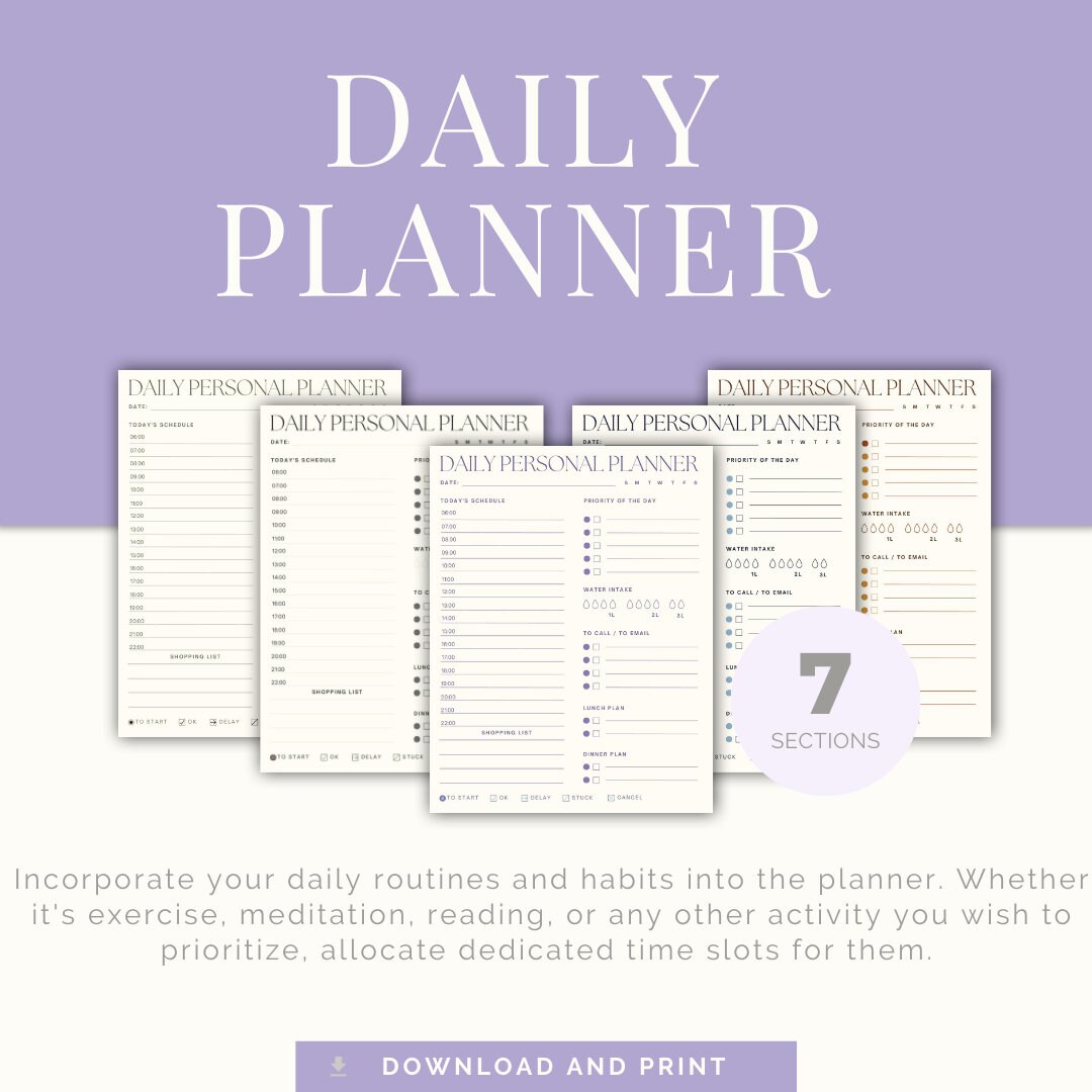 Digital Daily Planner - Printable PDF, Instant Download - Organize Your ...