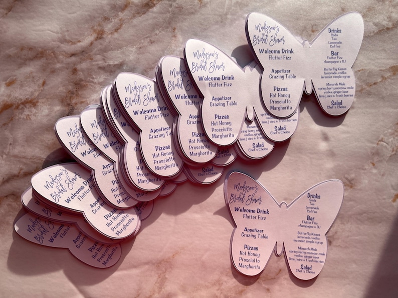 Standing Menu | Butterfly Shaped Luxury Wedding | Bridal Shower ...
