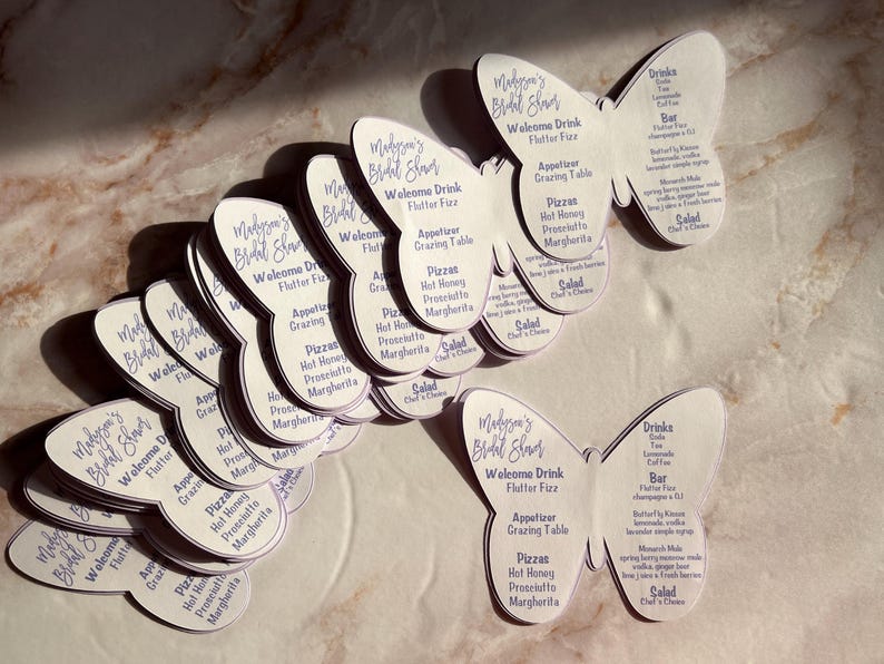 Standing Menu | Butterfly Shaped Luxury Wedding | Bridal Shower ...