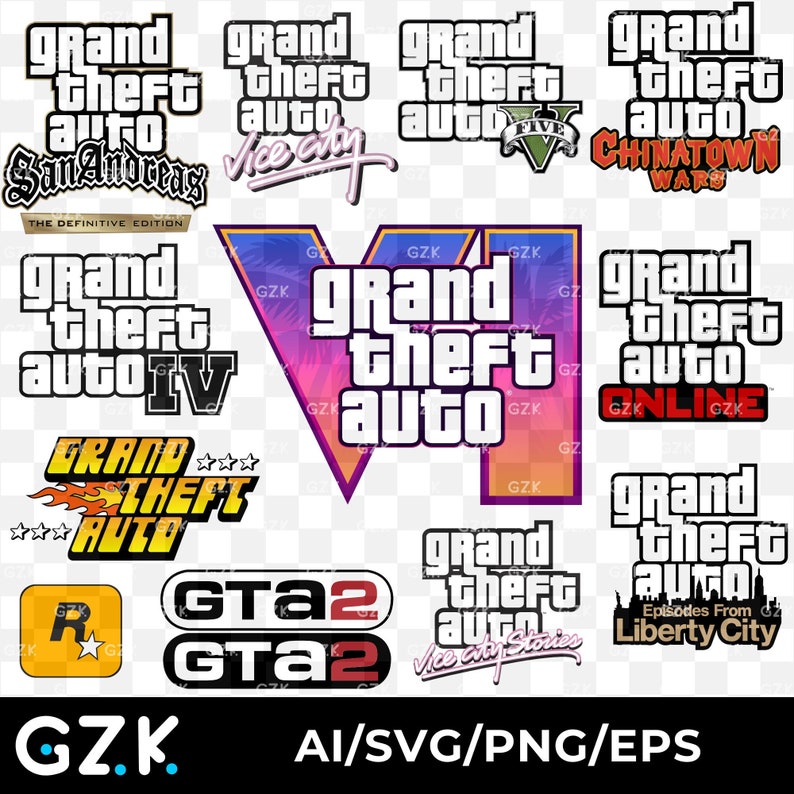 GTA Logos Mega Pack All Games Svg Png Ai Eps Grand Theft Auto San ...