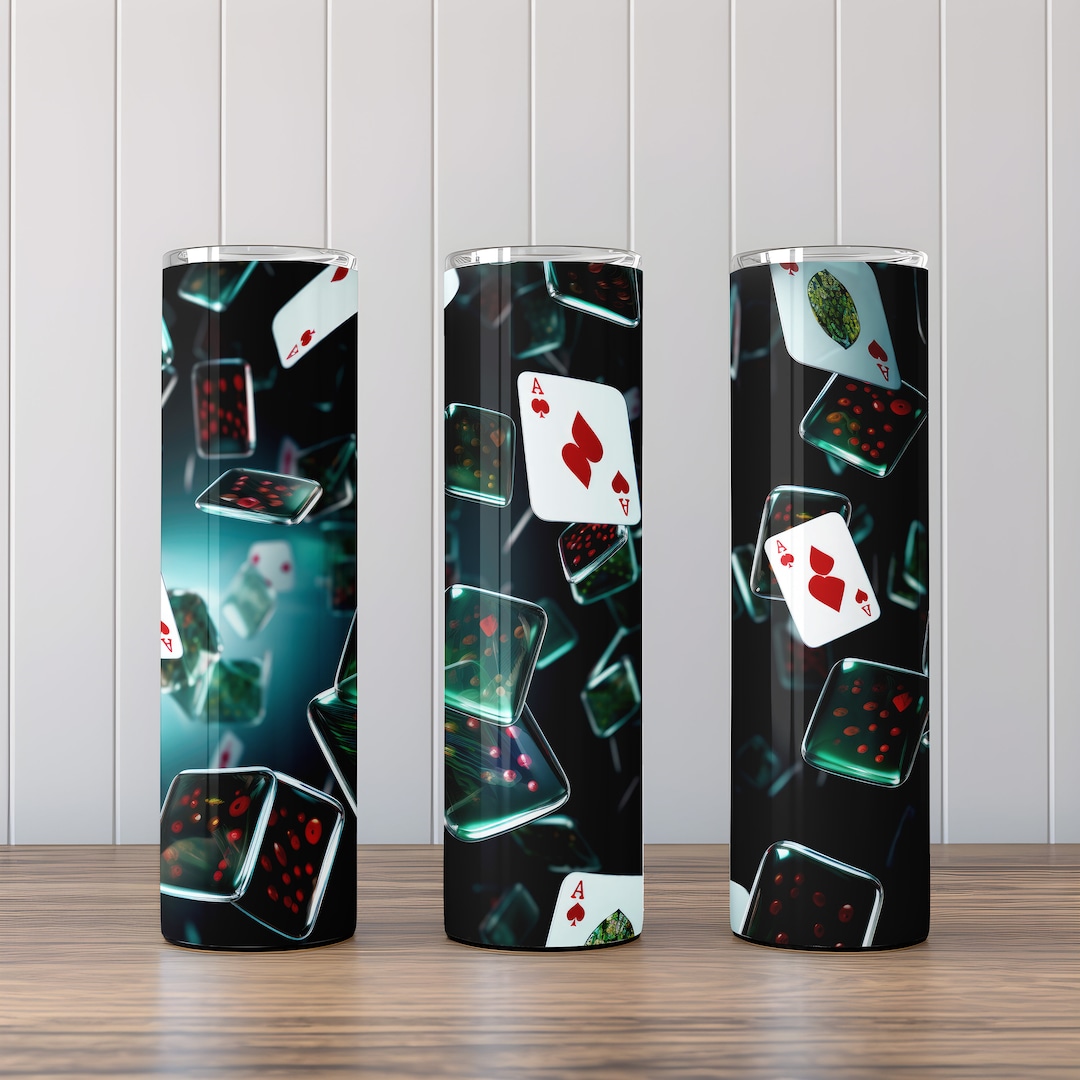 3D Playing Cards Glass Sublimation, 20 Oz Skinny Tumbler Design ...