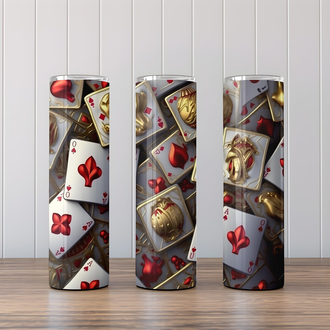 3D Playing Cards Sublimation, 20 Oz Skinny Tumbler Design, Instant ...