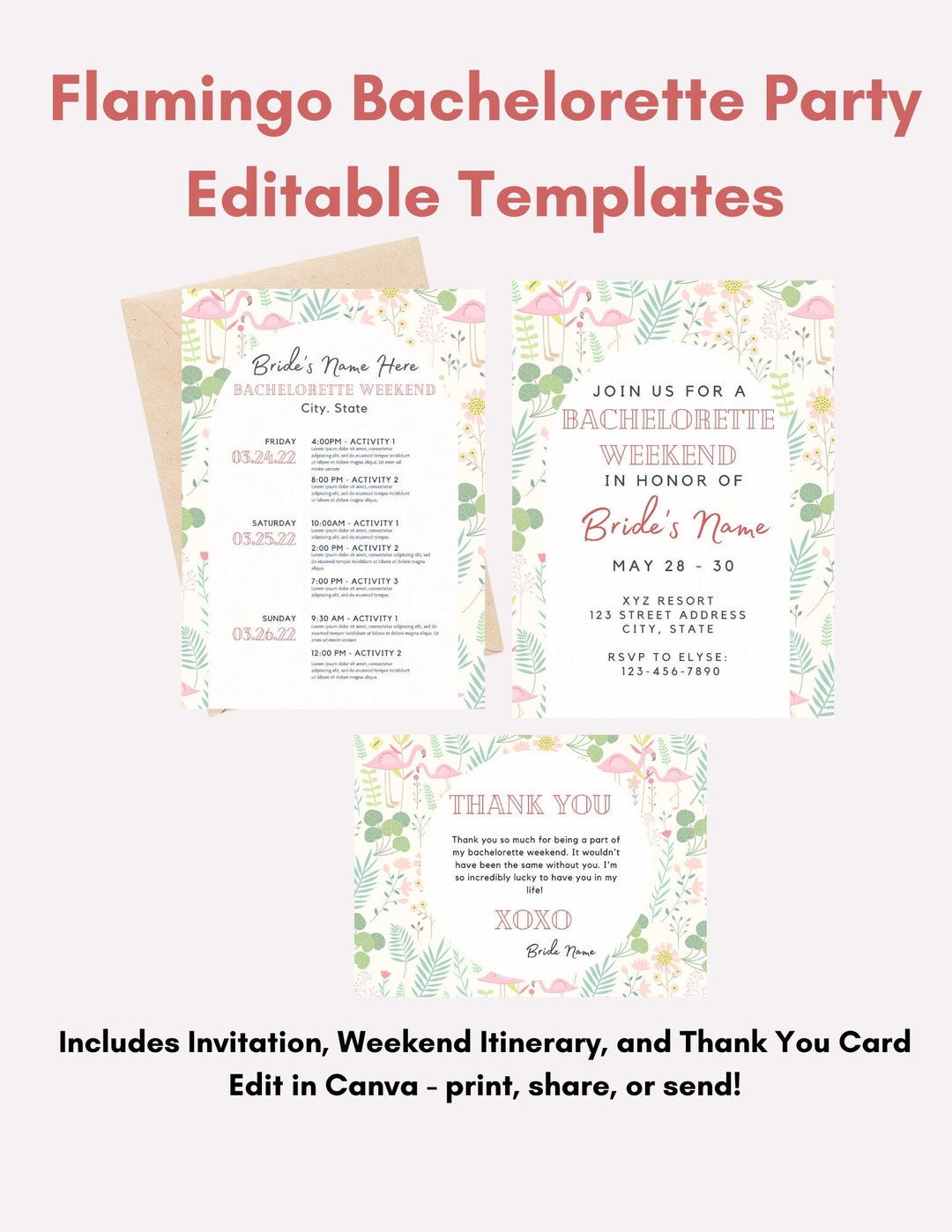 Flamingo Bachelorette Invitation, Tropical Bachelorette, Bachelorette ...