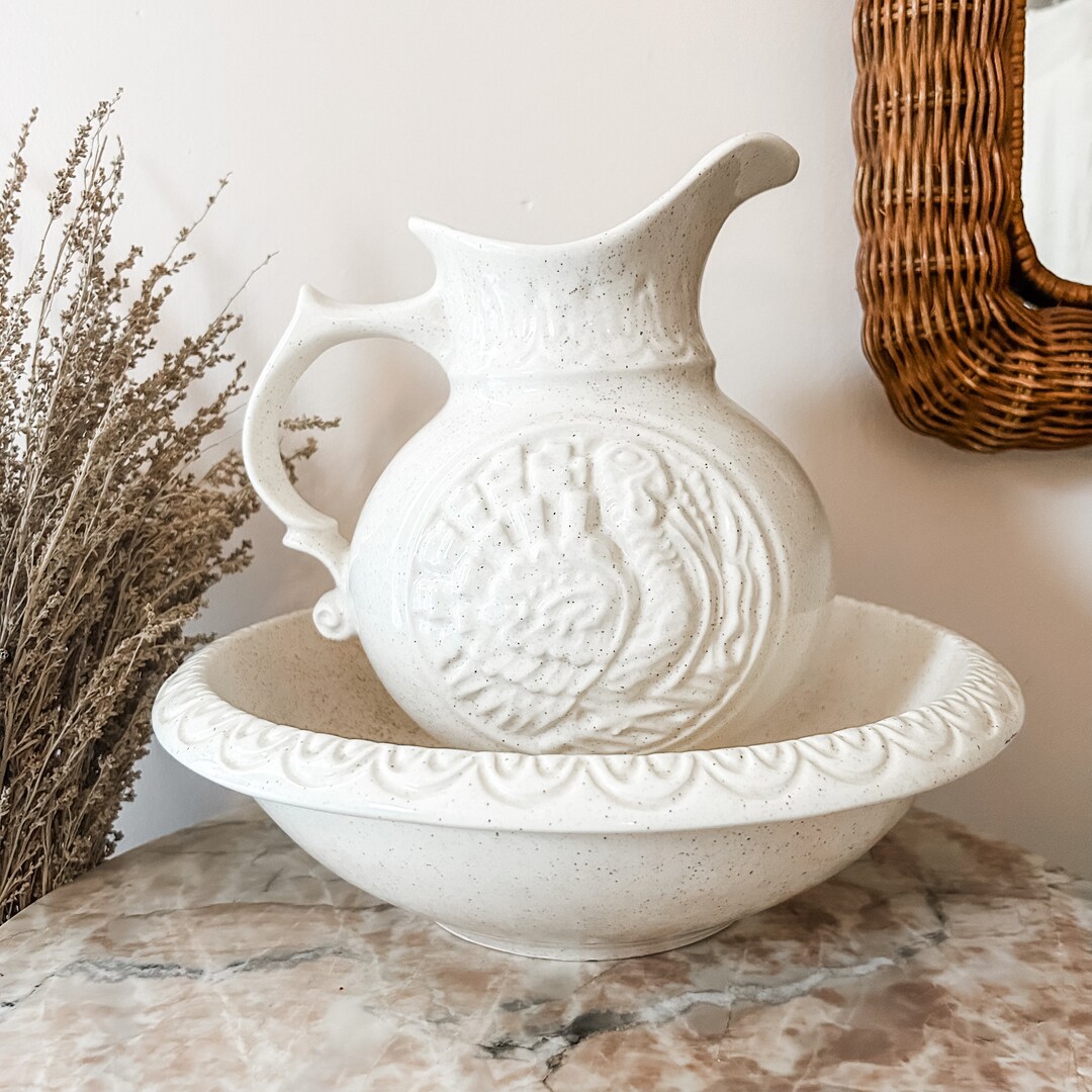Mccoy Pottery Turkey Pitcher and Wash Basin Vintage Ceramic Pottery ...