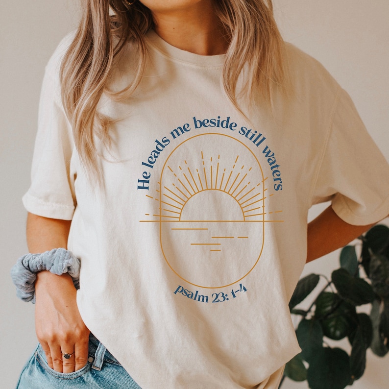 Psalm 23 Tee Retro Style Christian Shirt for Women Jesus Shirt Psalms ...