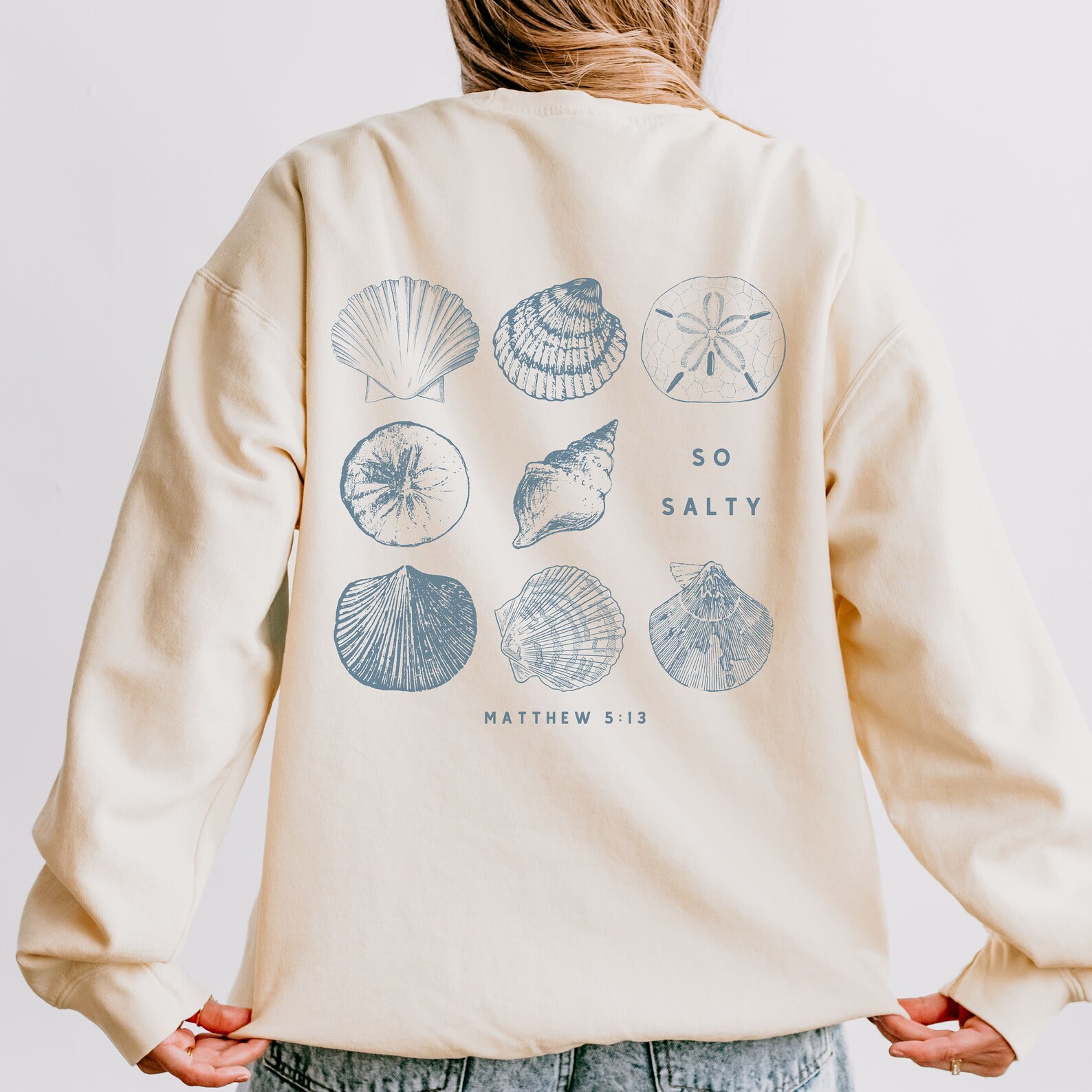 So Salty Seashell Christian Sweatshirt: Coastal Bible Verse Apparel - Etsy