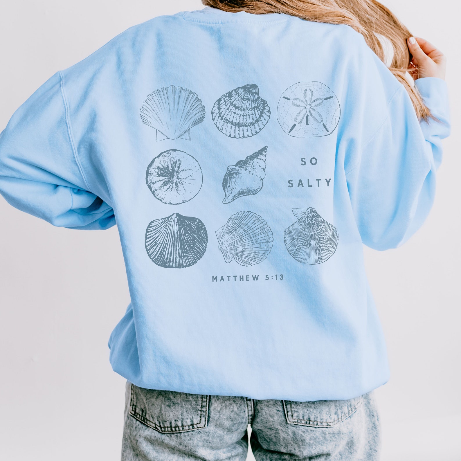 So Salty Seashell Christian Sweatshirt: Coastal Bible Verse Apparel - Etsy