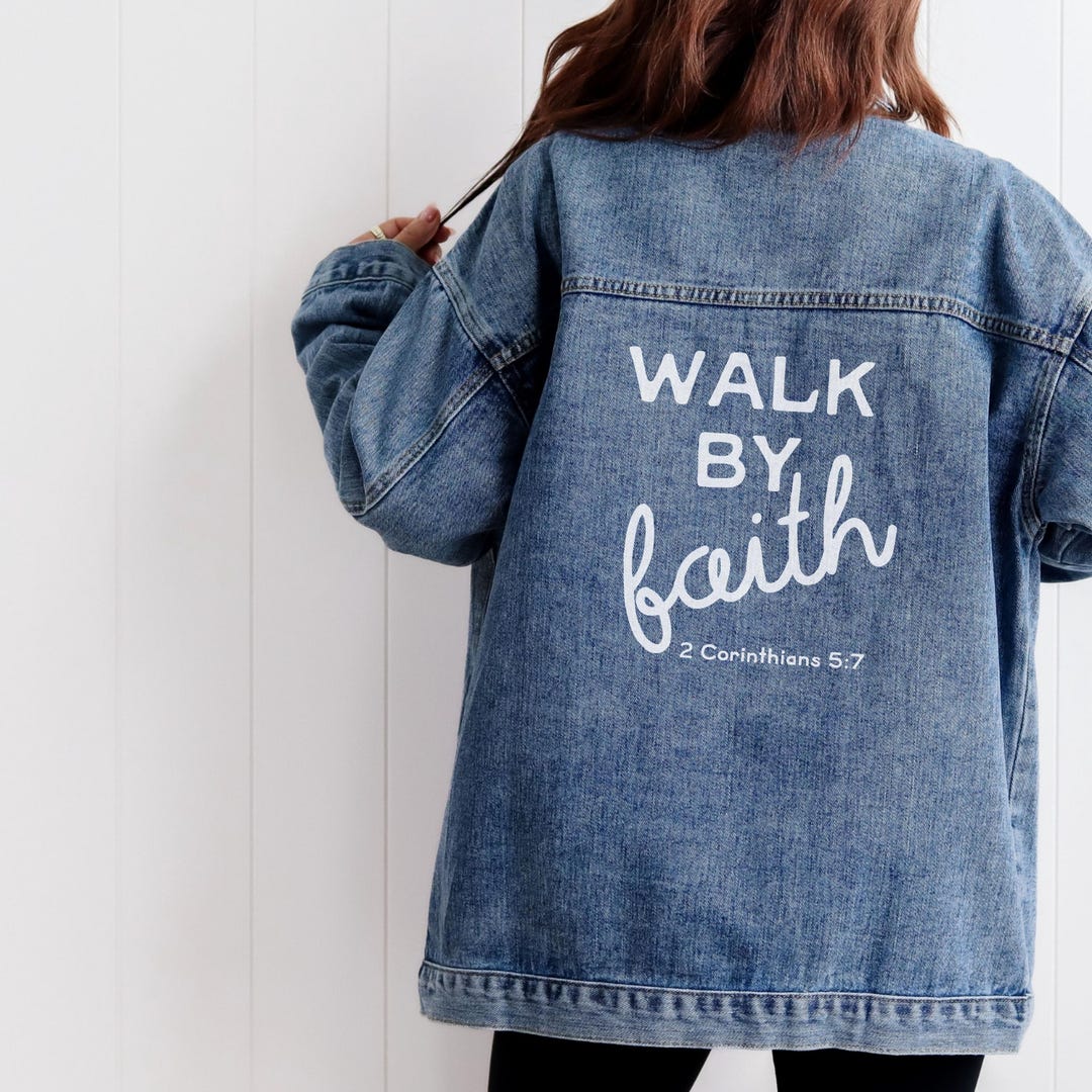 Oversized Denim Jacket: Walk by Faith Christian Jean Jacket - Etsy