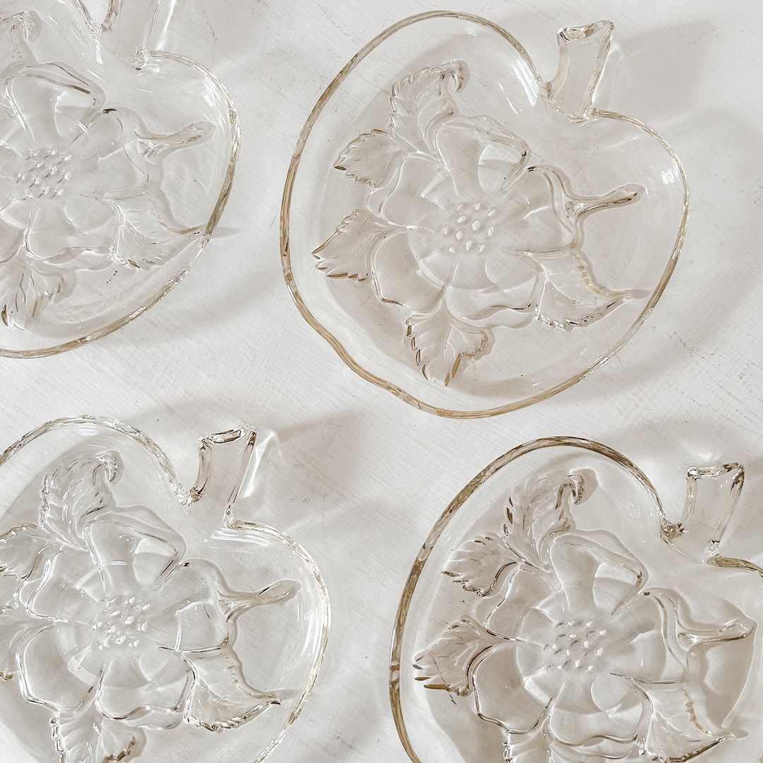 Apple Glass Coasters - Set of Four | Vintage Apple Coasters | Glass ...
