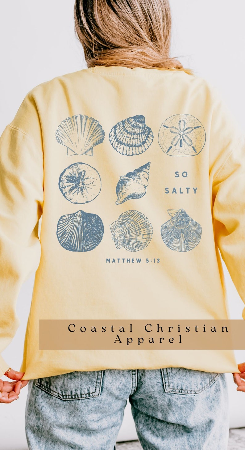 So Salty Seashell Christian Sweatshirt: Coastal Bible Verse Apparel - Etsy