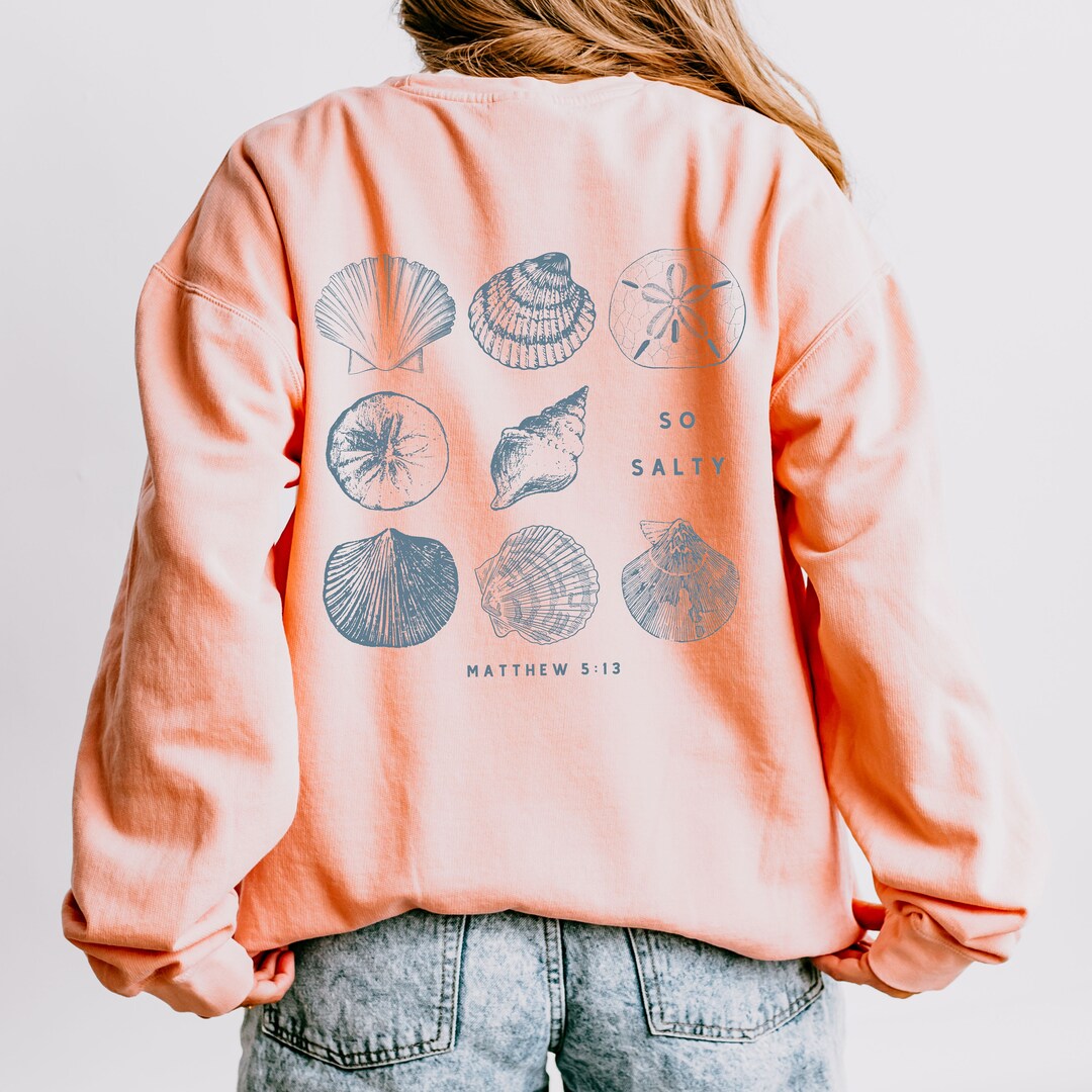 So Salty Seashell Christian Sweatshirt: Coastal Bible Verse Apparel - Etsy