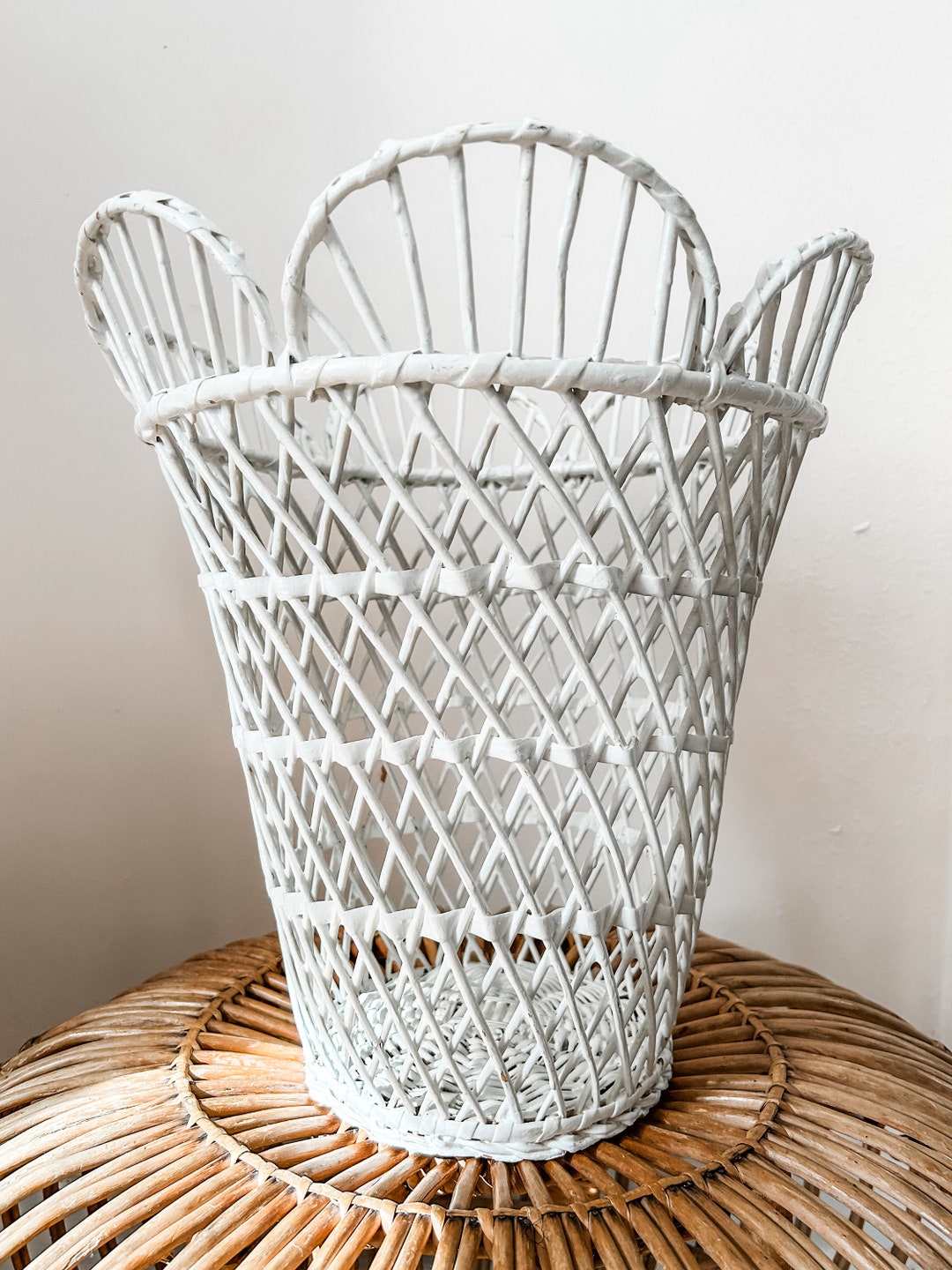 Boho Wicker Trash Bin Vintage Trash Can Wicker Boho Decor Office Ideas ...