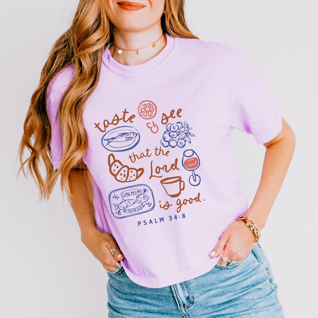 Christian Cropped Tee | Taste and See Psalm Bible Verse Shirt, La Dolce Vita - Etsy