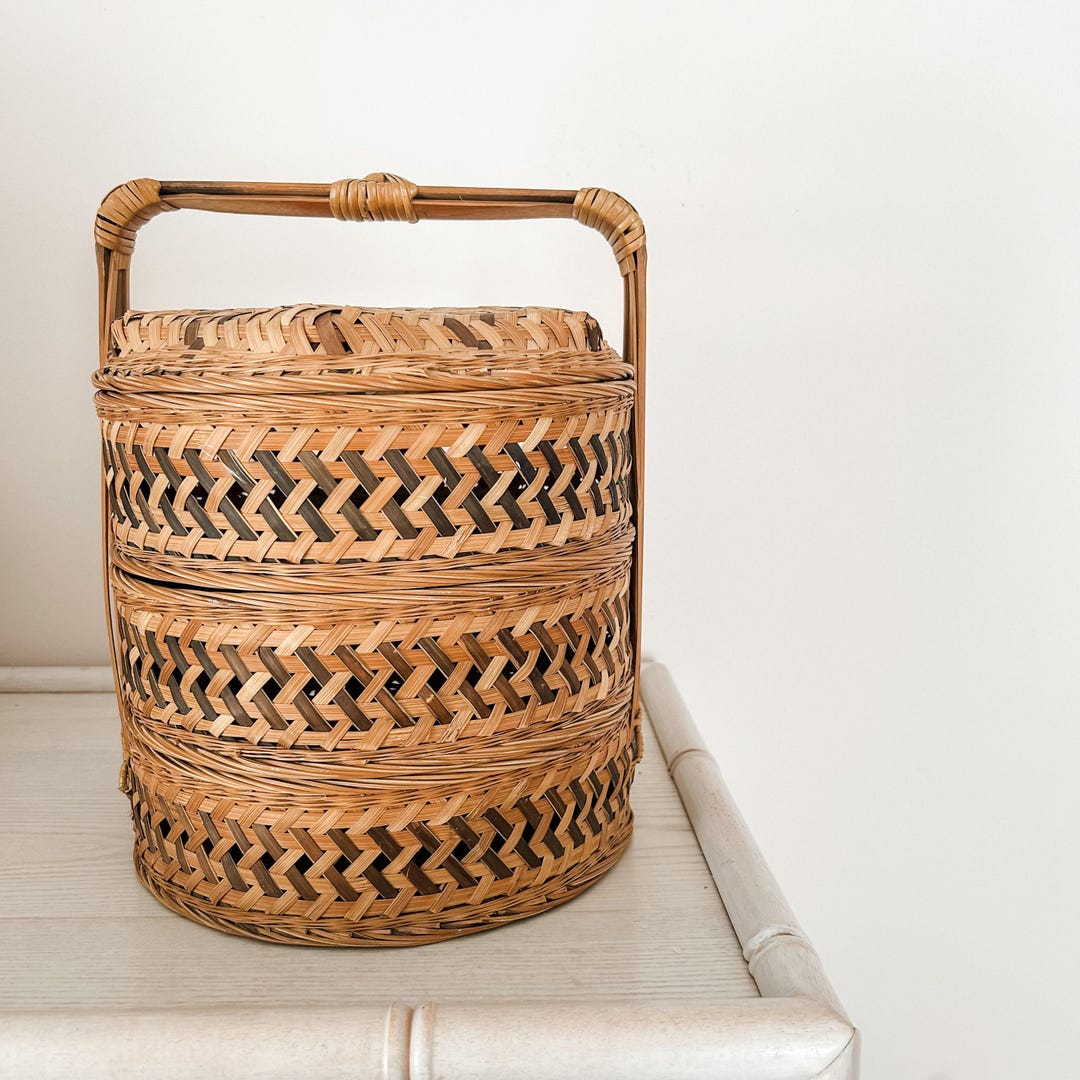 Vintage Chinese Wedding Basket Set Stacking Baskets Boho Basket Decor ...