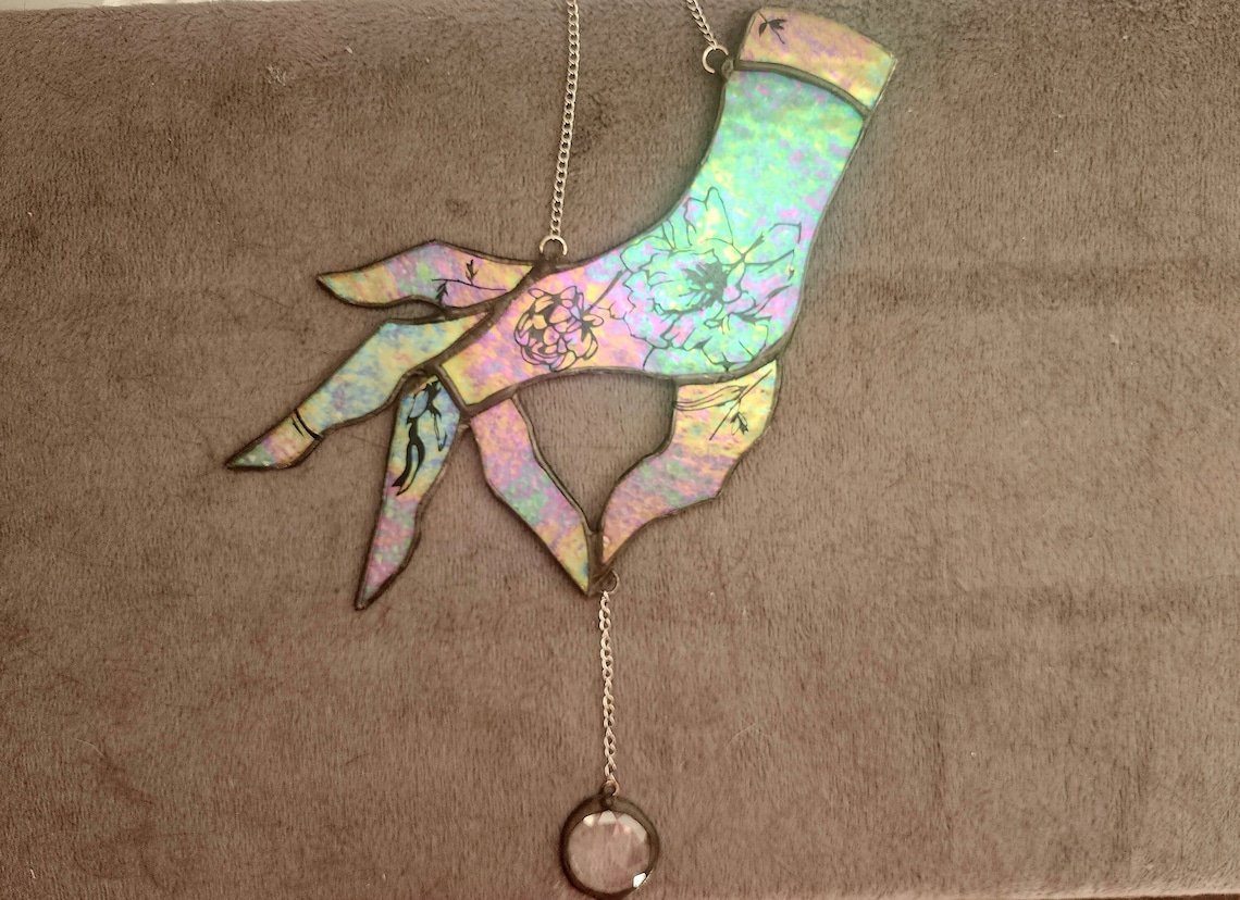 Witches Hand Stained Glass Suncatcher - Etsy