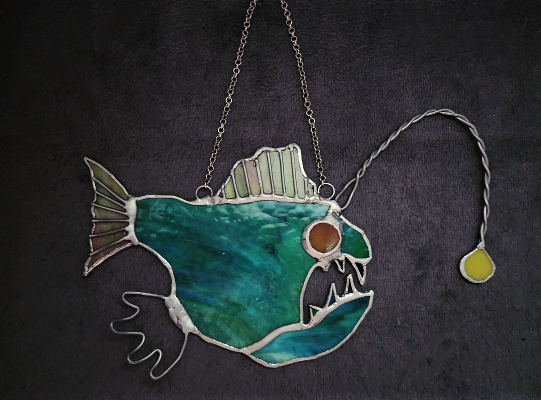 Angler Fish Stained Glass Suncatcher - Etsy