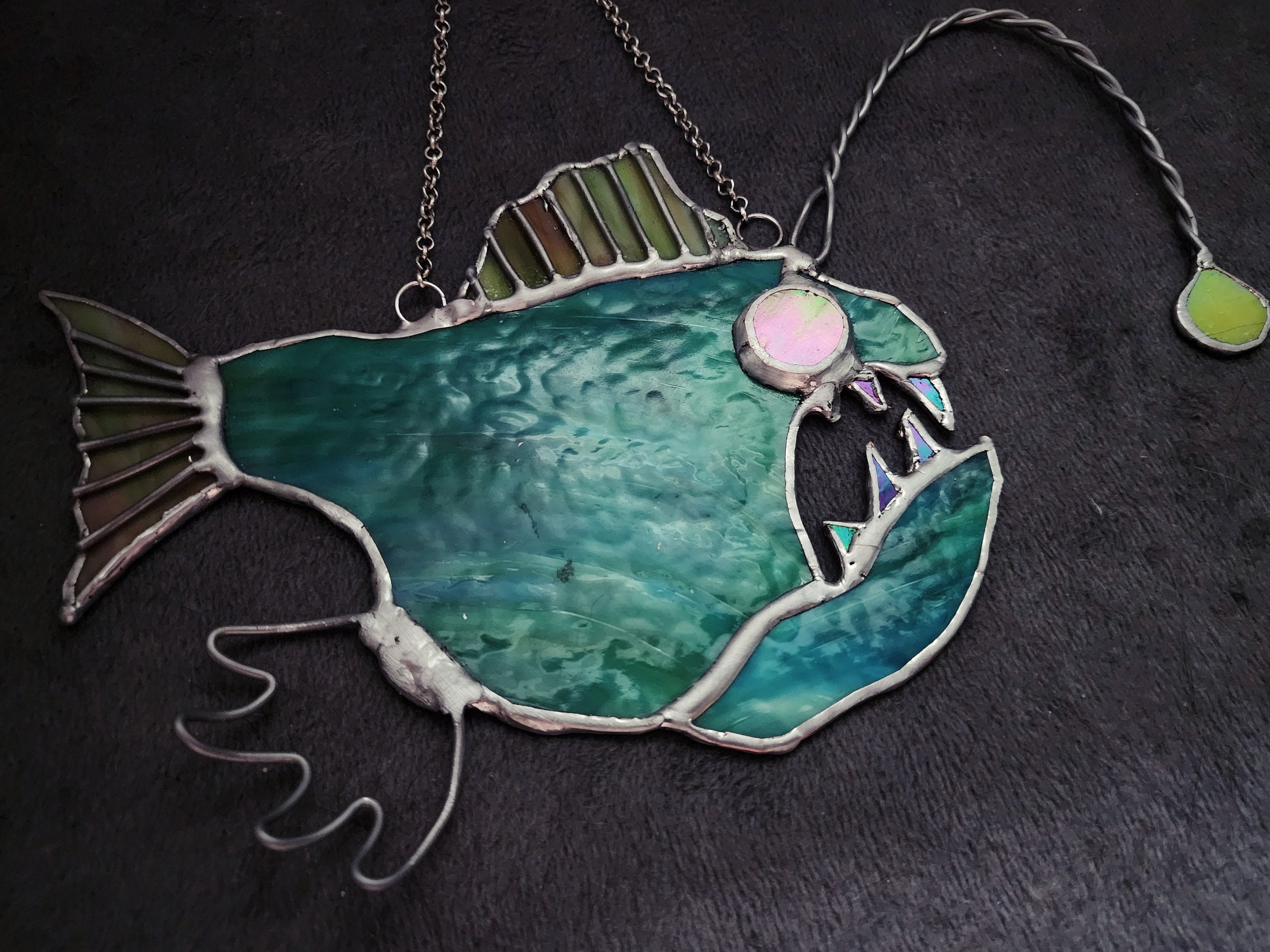 Angler Fish Stained Glass Suncatcher - Etsy