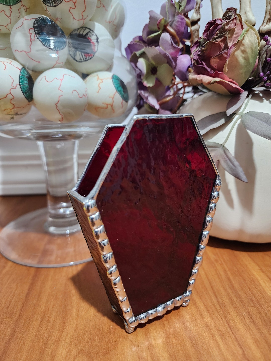 Red Ripple Stained Glass Coffin Vase - Etsy