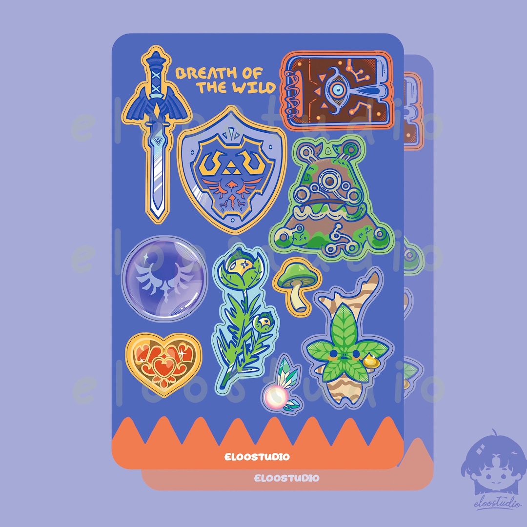 Zelda Video Game Sticker Sheet Waterproof, Water Bottle Sticker Breath ...