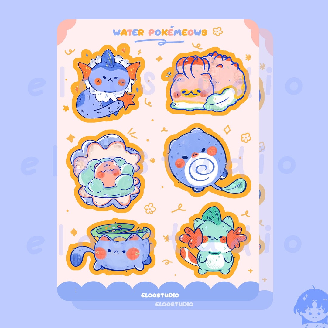 Pokemon Sticker Sheet Waterproof, Cartoon Pokemon Pastel Stickers ...