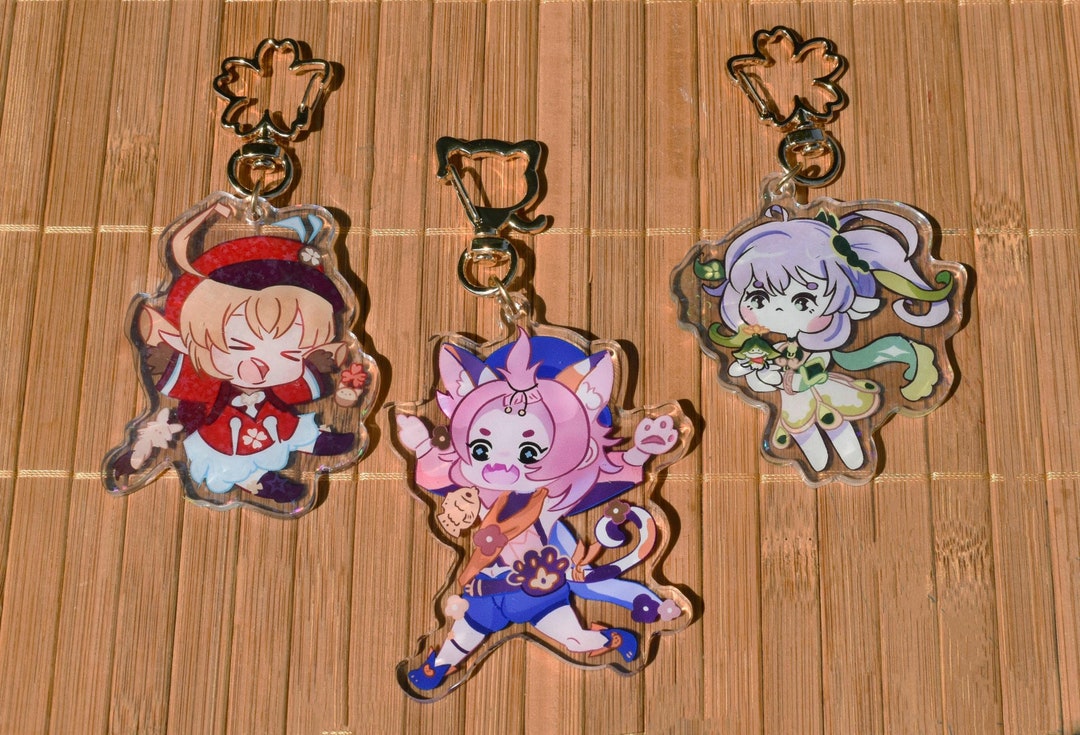 Diona Nahida Klee Keychain/ Genshin Impact Cute Holographic Glitter Acrylic Charm - Etsy