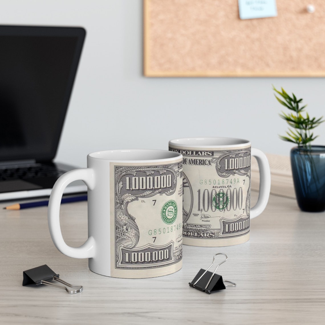 One Million Dollar White Ceramic Mug, Money Mug Gift for Students, One ...