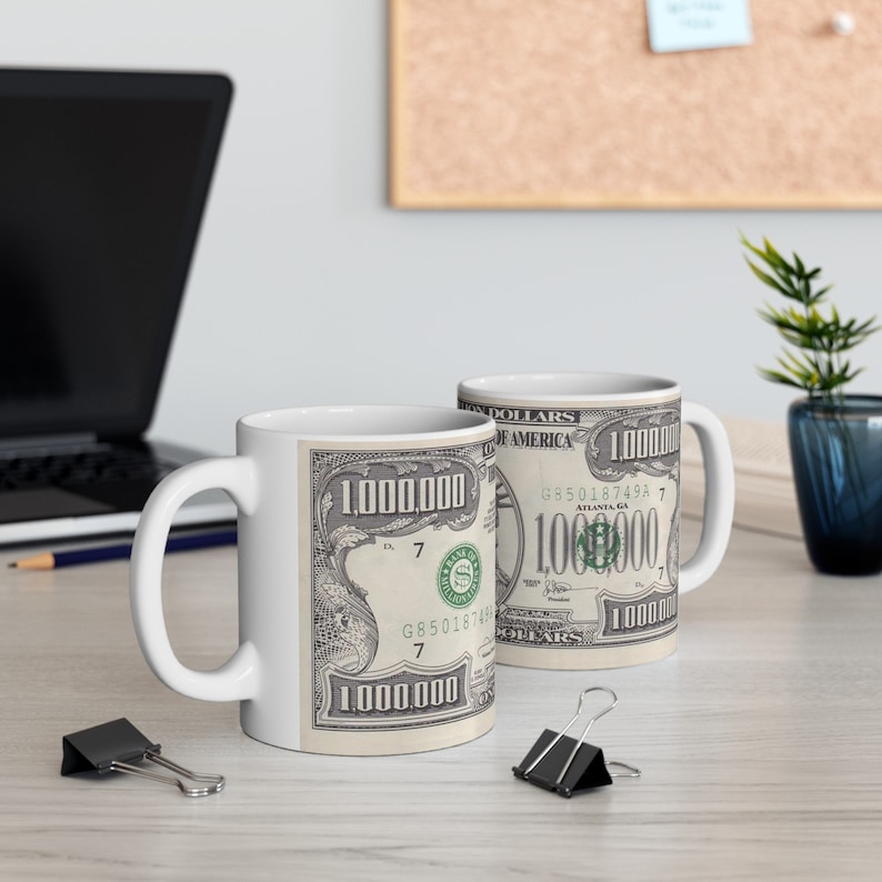 One Million Dollar White Ceramic Mug, Money Mug Gift for Students, One ...
