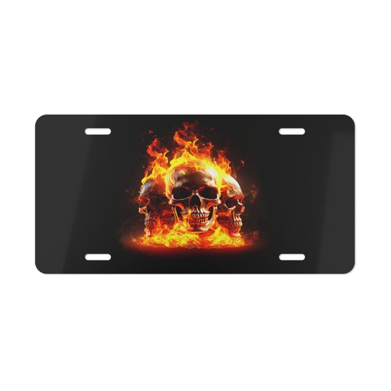 Skull Fire Custom License Plate - Etsy