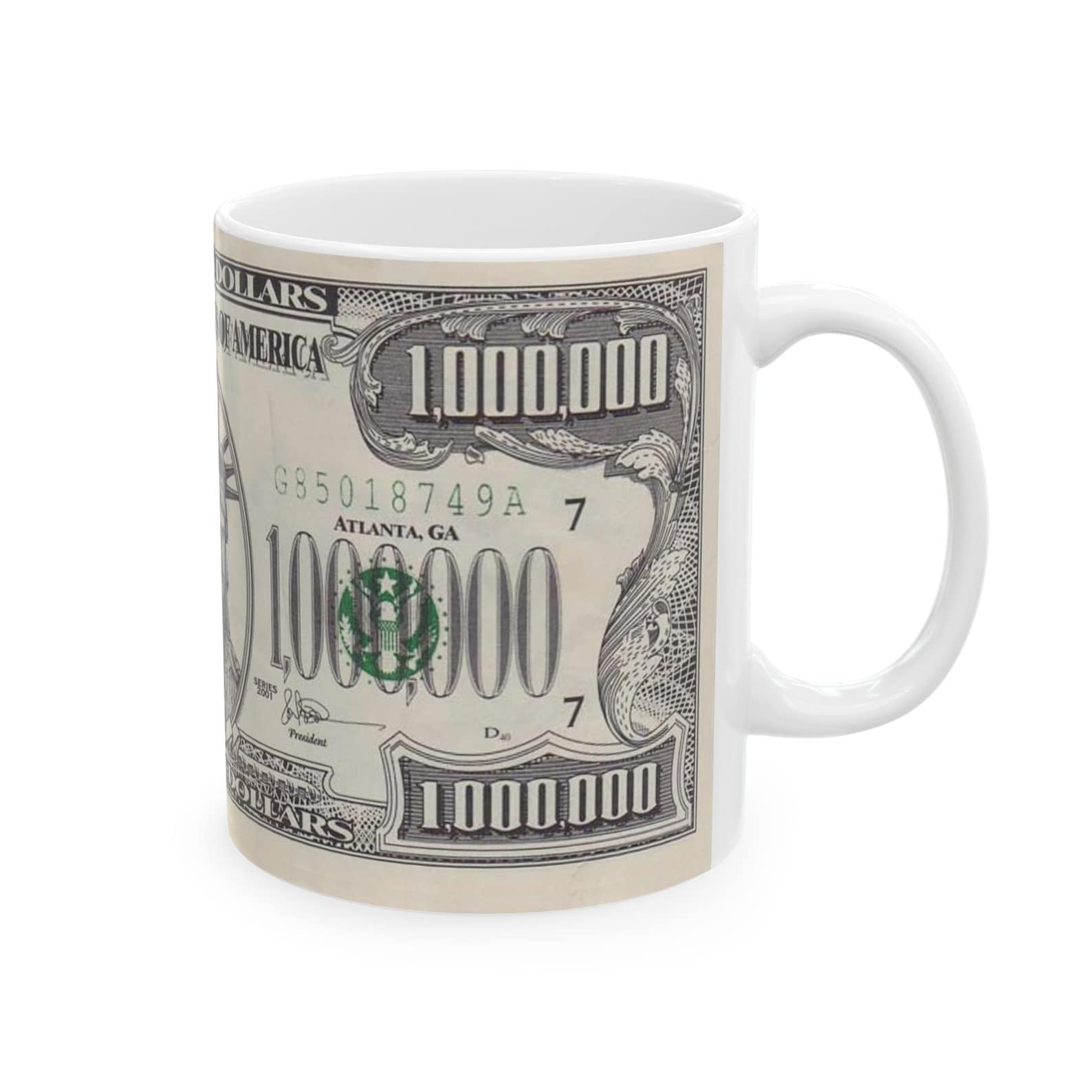 One Million Dollar White Ceramic Mug, Money Mug Gift for Students, One ...