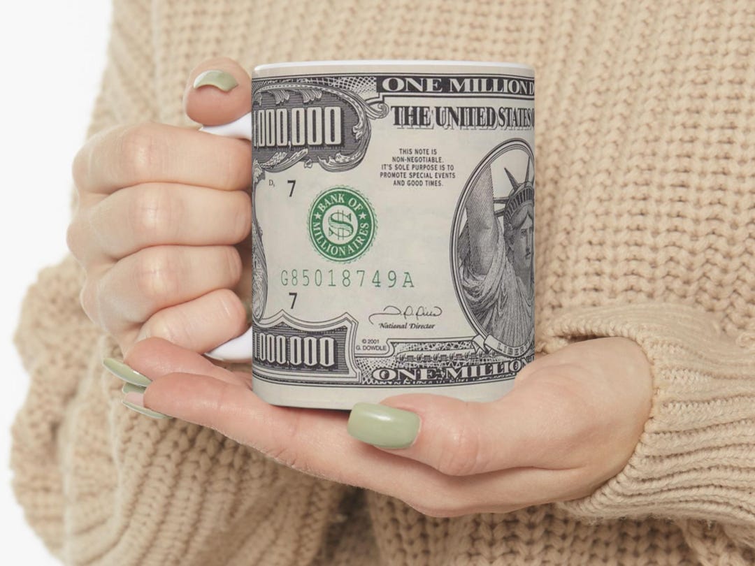 One Million Dollar White Ceramic Mug, Money Mug Gift for Students, One ...