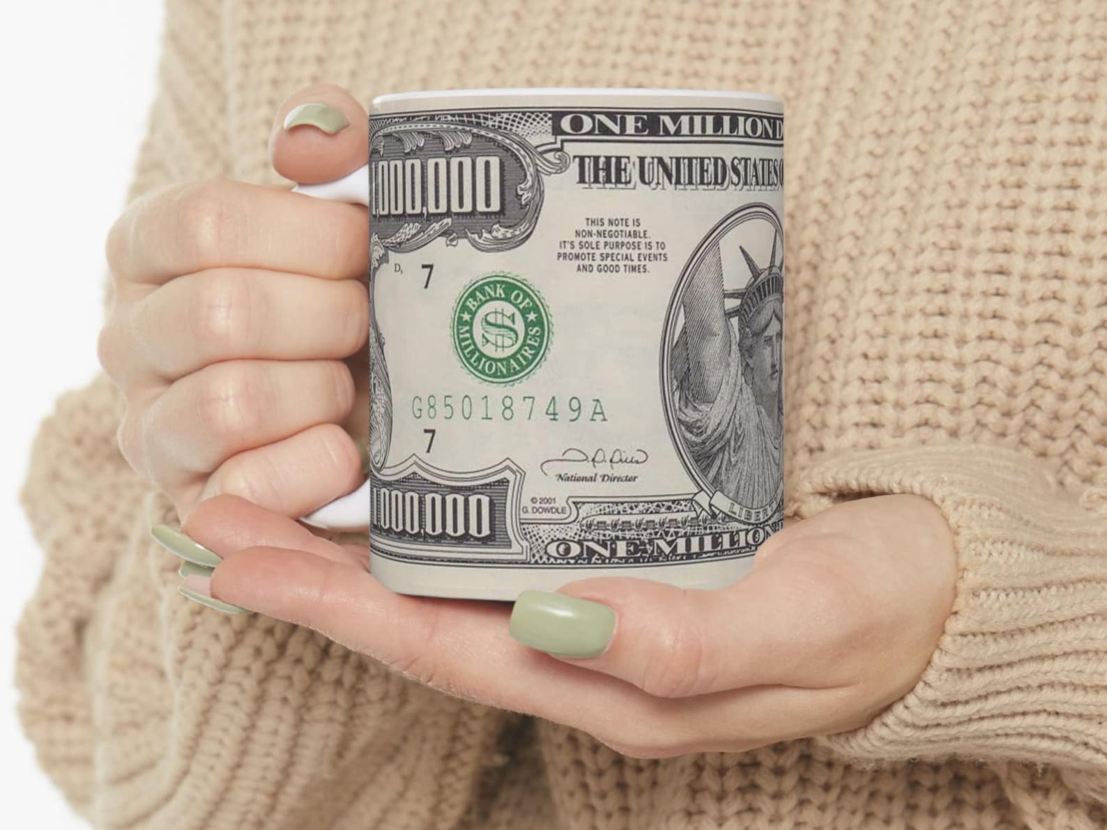 One Million Dollar White Ceramic Mug, Money Mug Gift for Students, One ...