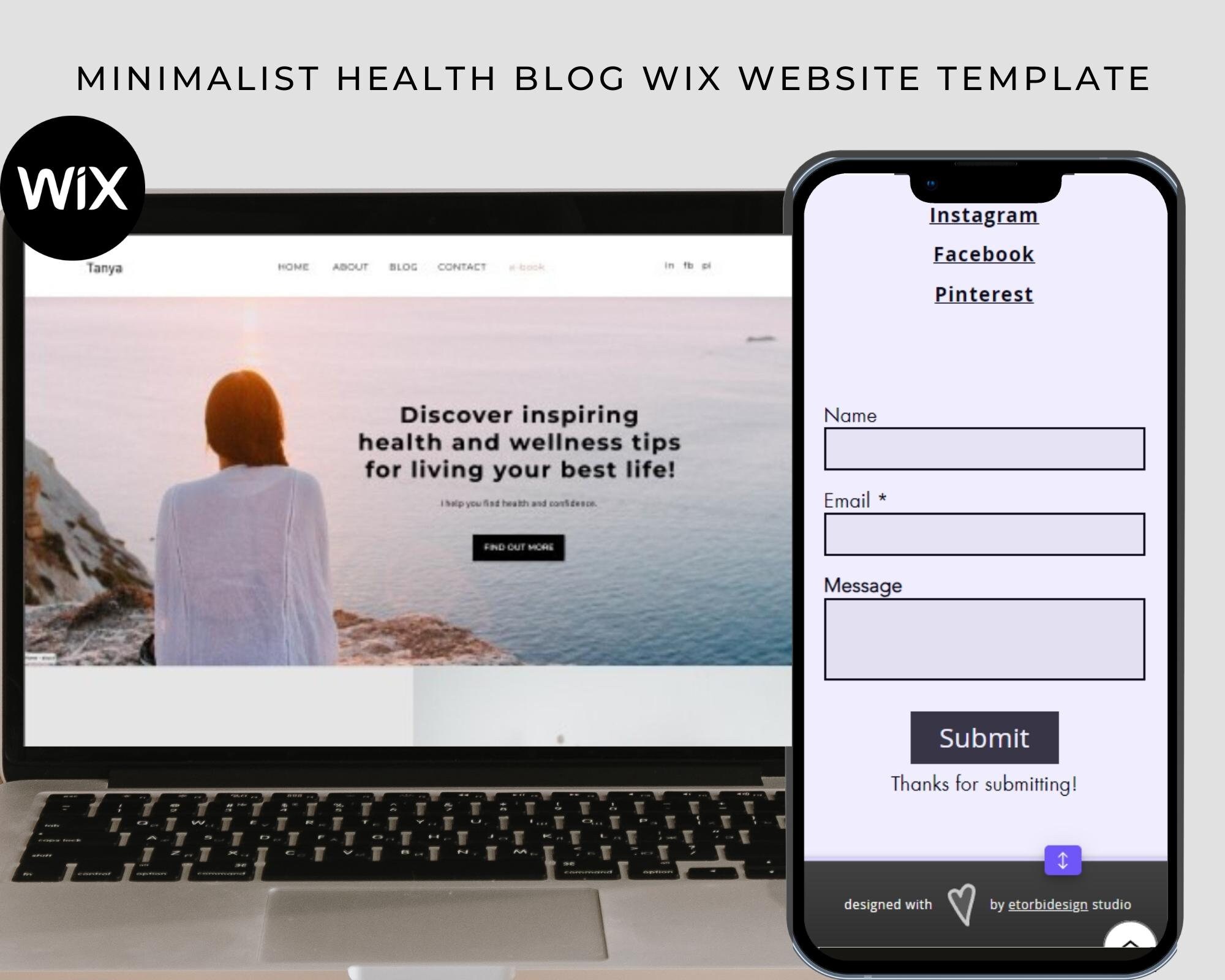 Minimalist Wix Website Template for Health Blog, Editable Wix Templates ...