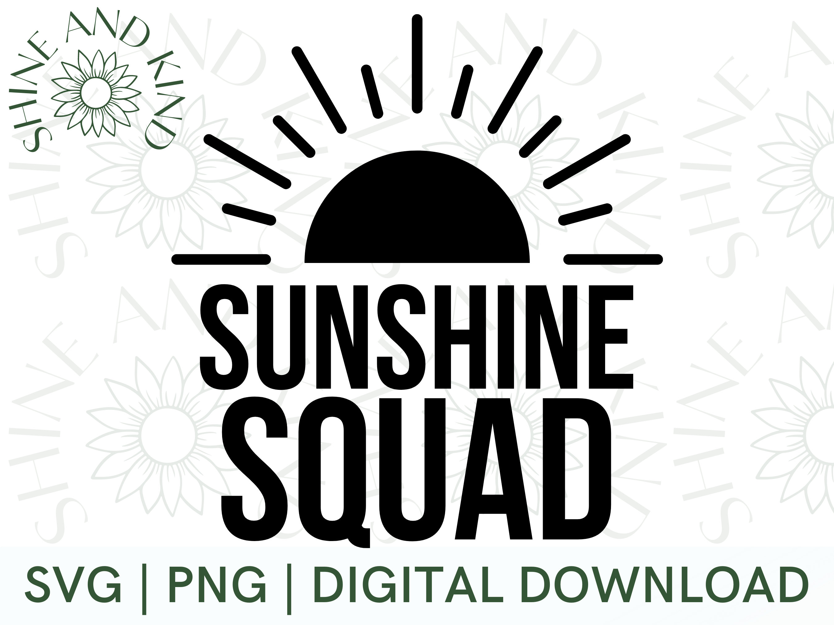 Sunshine Squad SVG PNG, Inspirational Summer Quote Design (digital ...