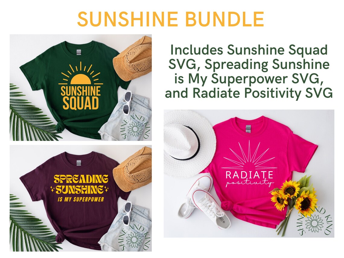 Sunshine Committee Bundle | Svgs for Positive Inspirational T-shirts - Etsy