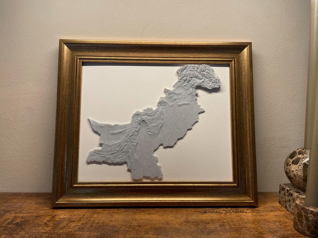 Pakistan 3d-topographical Map With a Frame - Etsy
