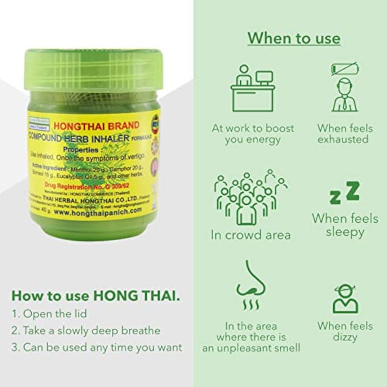 Hong Thai Herbal Inhaler Variety 3 Pack Green Yellow and - Etsy