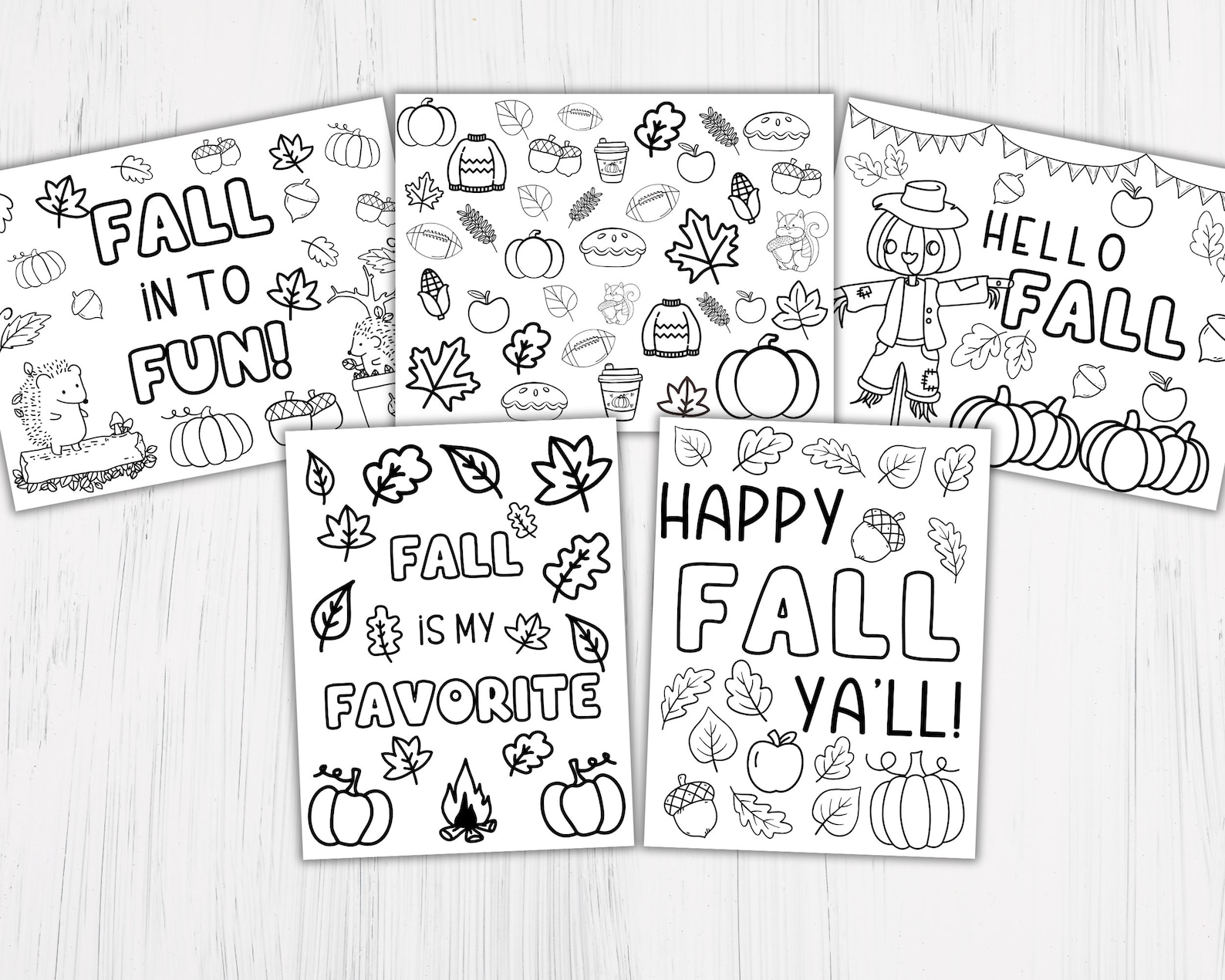 Printable Fall Coloring Pages | Instant Download | Fun Autumn Coloring ...