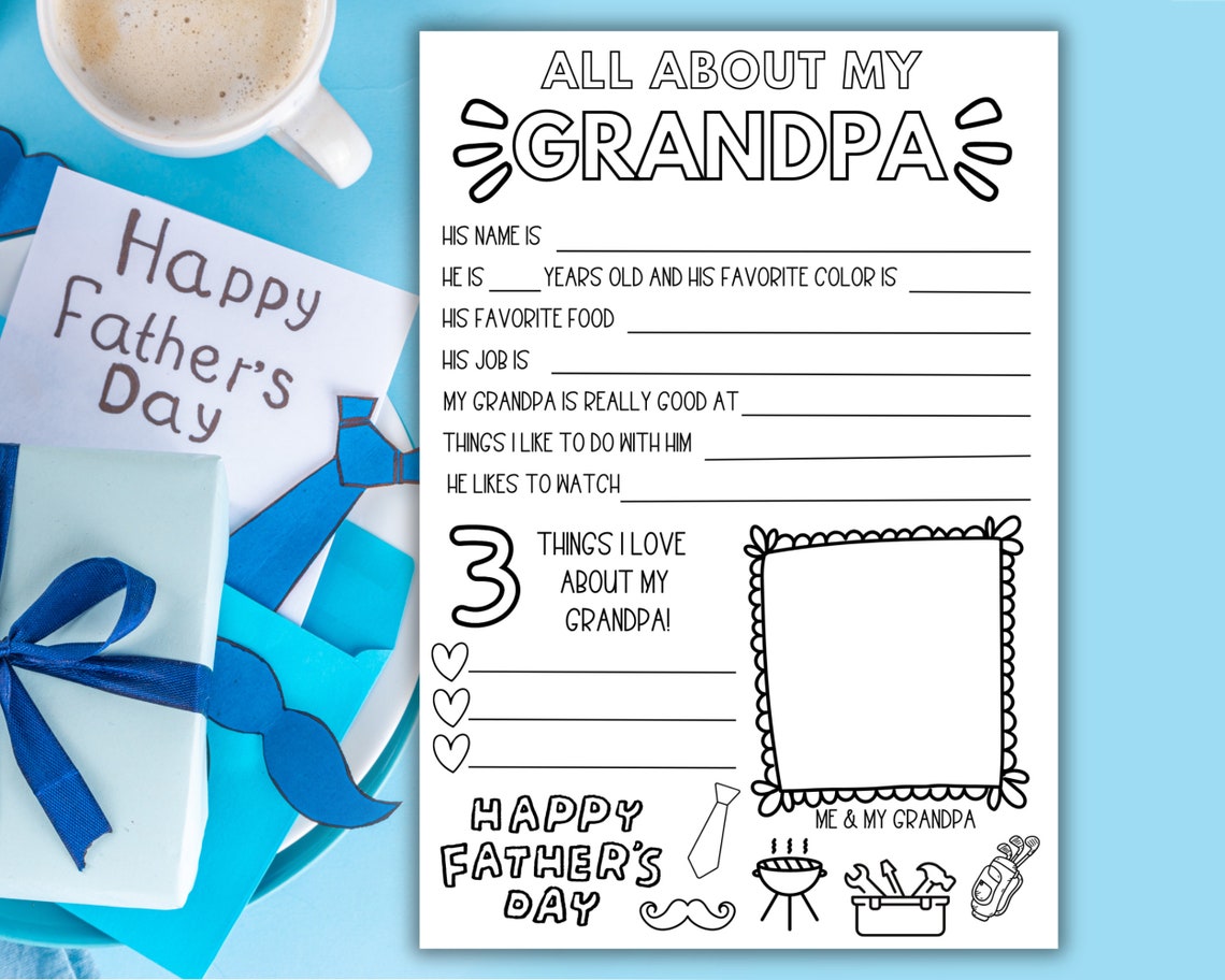 Grandpa Questionnaire Printable: Father's Day Keepsake (PDF Download ...