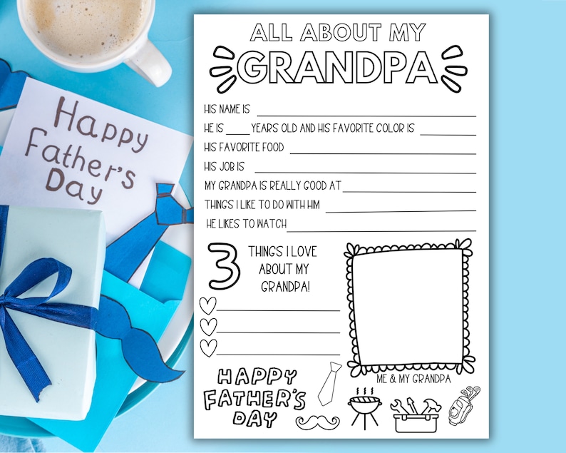 Grandpa Questionnaire Printable: Father's Day Keepsake (PDF Download ...